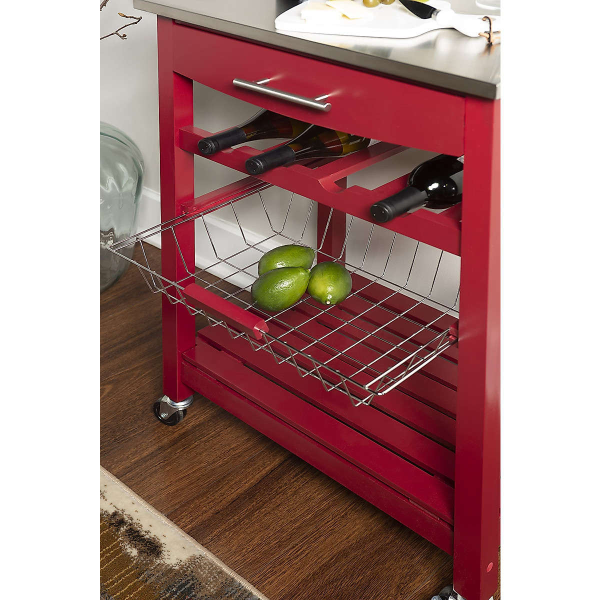Linon Home Décor Kitchen Cart Red