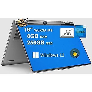 Lenovo Yoga 7i 2-in-1 Laptop 16" WUXGA IPS Touchscreen 13th Gen Intel 10-Core i5-1335U (>i7-1255U) 8GB RAM 256GB SSD Backlit Fingerprint Reader Thunderbolt Win11 Gray + HDMI Cable