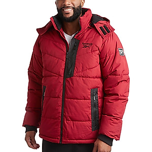 Reebok Men's Winter Jacket - Heavyweight Quilted Puffer Parka Coat - Weather Resistant Jacket for Men (L-XXL), Size Large, Dark Red