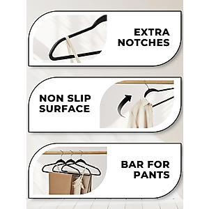 SMARTOR Plastic Hangers 50 Pack, Heavy Duty Plastic Hangers for Clothes - Non-Velvet Slim Hangers with 360° Swivel Hook & Clothes Thin Hangers - Durable Coat Hangers, Space Saving Hangers - Black