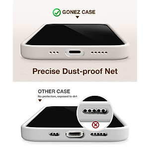 GONEZ for iPhone 14 Case Silicone, with 2X Screen Protector + 2X Camera Lens Protector, [Soft Anti-Scratch Microfiber Lining], Liquid Silicone Shockproof Protective Phone Cover 6.1", Stone