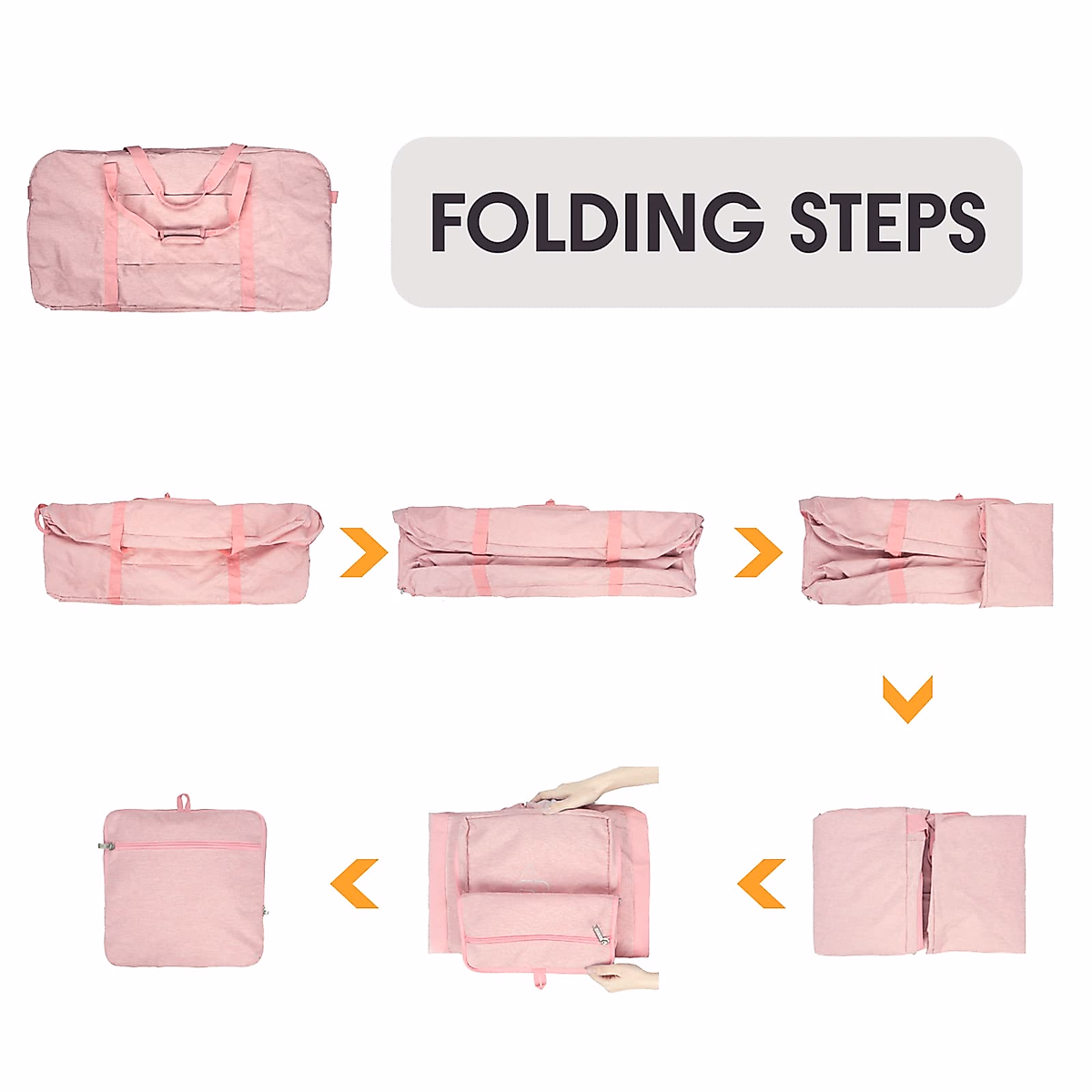 32" Foldable Duffle Bag 100L for Travel Gym Sports Lightweight Luggage Duffel By WANDF (32 inches (100 Liter), Pink Denim 32'')