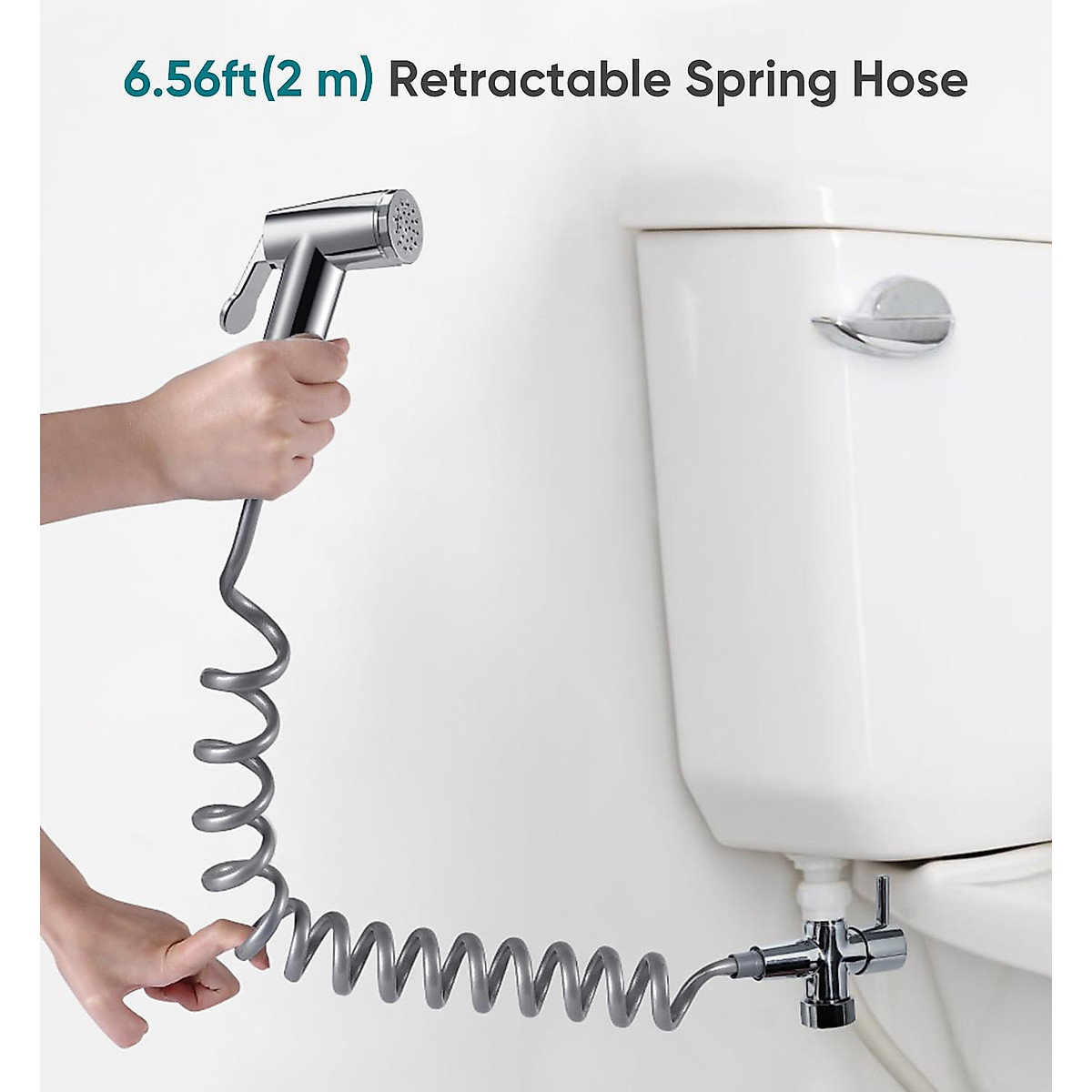 Ultra Light Bidet Toilet Sprayer Head Rustless Handheld Bidet Sprayer Cloth Bathroom Diaper Sprayer for Kitchen and Toilet (4PCS:Sprayer, T-Valve Kit, Water tank hook, Spring Flexible Shower Hose)