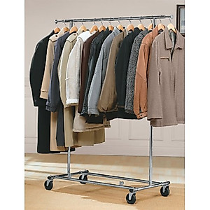 Richards Homewares Adjustable Rolling Garment Rack, 50 to 74.5 L x 22 W x 57 to 67-Inch H, Chrome