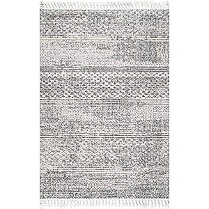nuLOOM Lira Textured Geometric Tassel Area Rug, 9' x 12', Grey