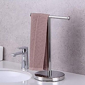 GERZWY Modern Free Standing Hand Towel Holder Tree Rack SUS 304 Stainless Steel Countertop Towel Ring Polished Finish