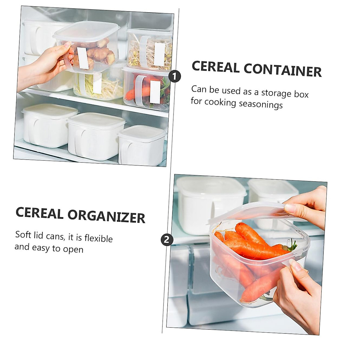 IMIKEYA Airtight Food Storage Container Handles 2-piece Set Home Food Containers Dry Food Can Kitchen Snack Box Plastic