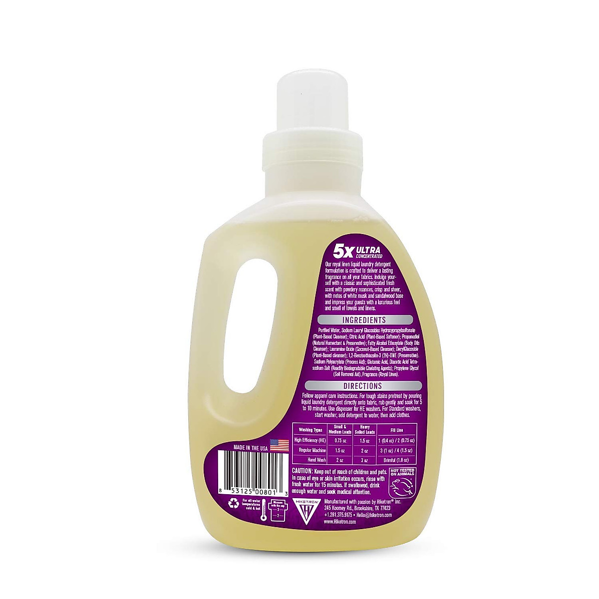 Hiketron Royal Linen Liquid Laundry Detergent, 5x Ultra Concentrated, Tough Stains Remover, Long Lasting Scent (40 Fl Oz, Pack of 1)