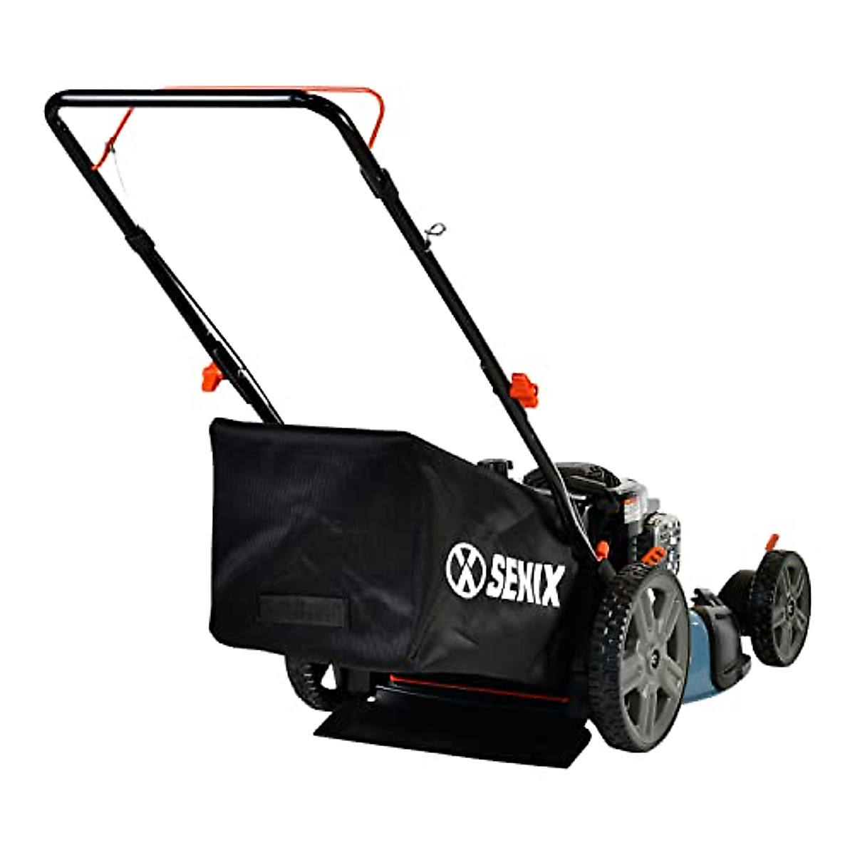 SENIX Gas Lawn Mower, 21-Inch, 140 cc 4-Cycle Briggs & Stratton Engine, 3-in-1 Push Lawnmower, 6-Position Height Adjustment with 11-Inch Rear Wheels, LSPG-M7, Blue