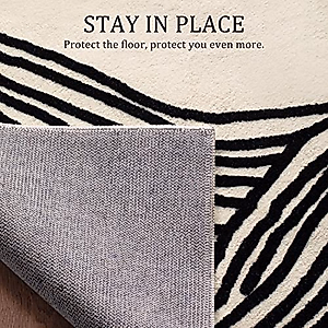 YIHOUSE 6×9 Ft Area Rugs Non-Shedding Washable Rug, Bedroom Living Room Dining Room Office Soft Nonslip Modern Rugs Faux Wool Collection Carpet Indoor/Outdoor Rugs-Black and White Rug