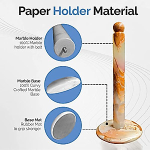 TheWolfard Luxury Handmade Calcite Crystal Paper Towel Holder Stand for Kitchen Countertop, Dining Table, Cabinet, Bathrooms & Housewarming Gifts and Healing Stone, WhitanBrown, 12.5x6x6 (PTH2021)