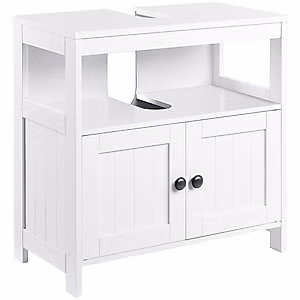 SSLine Bathroom Sink Cabinet,Bathroom Vanity Cabinet with 2 Doors and Shelf,Pedestal Sink Bathroom Vanity Cabinet Space Saver Organizer (White)