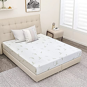 Opoiar Queen Size Mattress 8 Inch, Medium Firm Mattress in a Box,Gel Green Tea Memory Foam Mattress with Breathable Bamboo Cover,Cool Sleep&Pressure Relief,CertiPUR-US Certified,Made in USA