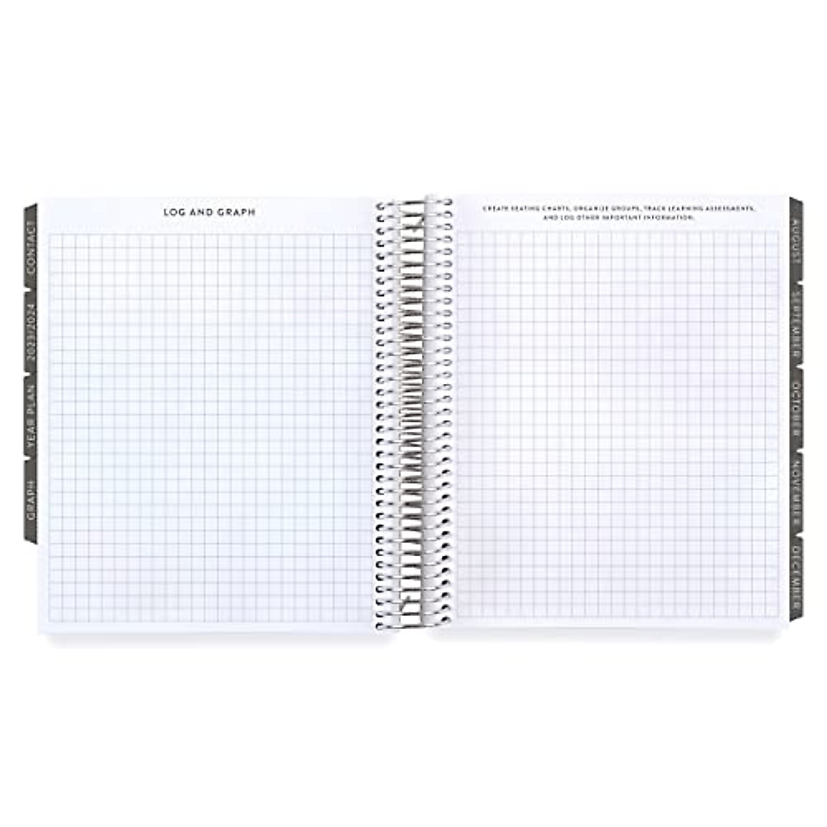 Erin Condren 7" x 9" Platinum Coiled Focused Teacher Lesson Planner (August 2023 - July 2024) - Quartz Grid Vegan Leather Cover - 80 Lb. Thick Mohawk Paper, 12 Month Calendar