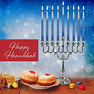 Dripless Chanukah Candles Standard Size - Decorated Ombre Blue & White Hanukkah Candles Fits Most Menorahs - Premium Quality Wax - 45 Count for All 8 Nights of Hanukkah - by Ner Mitzvah