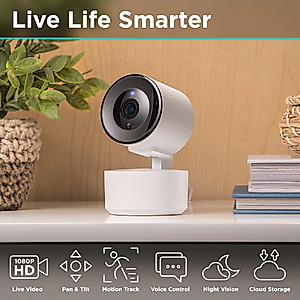 iHome Roto Smart Indoor WiFi Auto-Tracking Security Camera, Home Surveillance Cameras with 2-Way Audio, Night Vision, and Motion Alerts, 1080p HD, 2 Pack