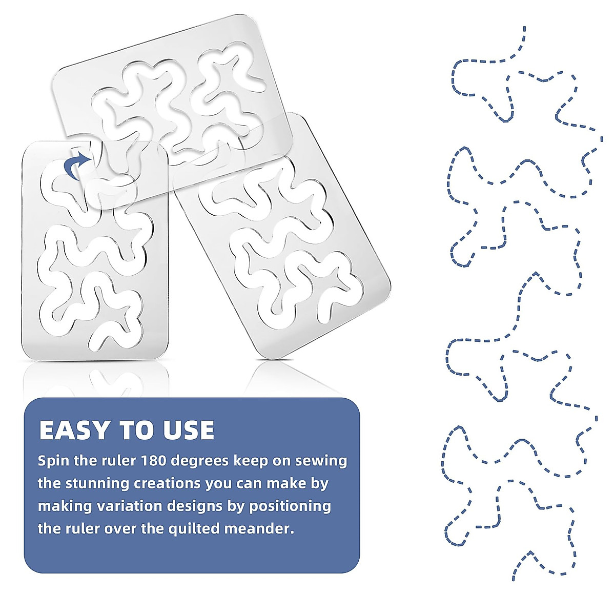 Meander Quilting Templates,Free Motion Quilting Template,Arcylic Quilting Templates Rulers,Transparent Quilting Templates for Industrial and Domestic Sewing Machines