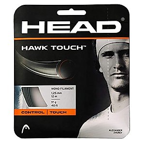 Head Hawk Touch Black Colored Poly (Co-Poly) Tennis Racquet String Sets - 17 Gauge - Tennis Racquet String Sets 2-Pack (2 Sets Per Order) - Best for Control and Spin