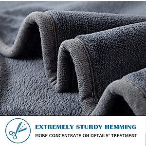 OBOEY Fleece Blanket 350GSM Bed Throw Blankets, Lightweight Microfiber Anti-Static Blanket- 50x60 inches Dark Grey