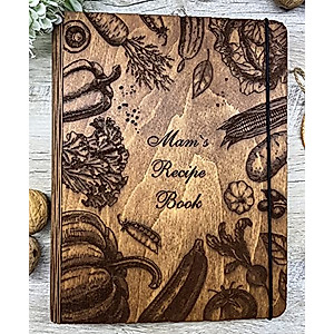 Personalized Recipe Book Wooden Cookbook Blank Recipe Binder Gift Daughter And Mom Her Custom Recipe Journal Wooden Family Book Wedding Gift (Style2)