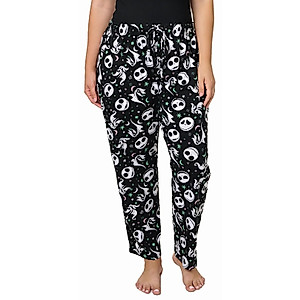 Disney Womens Lounge Pants Pajama Bottoms AOP (Jack Skellington & Zero, 1X)