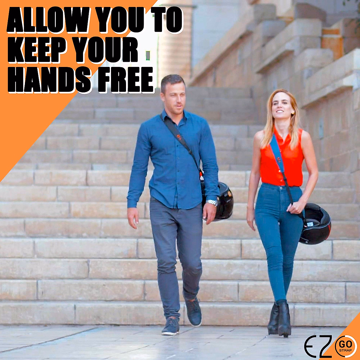 Motorcycle Helmet Carrier Strap - Hands-Free, Motorbike Accessory. Convenient, Lightweight and Comfortable Alternative to Helmet Bag. A Perfect Biker Gift for Men and Women. by EZ-GO (Black Strap)