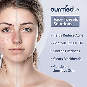 Ourmed Life Face Towels, Disposable Biodegradable Clean Facial Wash Cloth for Sensitive Skin, Lint- free Facial Towels for Cleansing, Skincare and Makeup Remover, Dry Wipes,100 Count，Dot texture