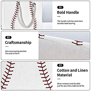 Nozidse Baseball Rectangular Storage Baskets for Organizing Shelves Collapsible with Handles for Shelf Closet Bathroom Cute Large Fabric Storage Bin