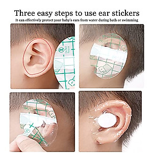 Citihomy 60pcs Ear Covers for Shower,Disposable Baby Waterproof Ear Water Protection Covers Caps Ear Stickers for Swimming Bathing Showering Surfing Water Sports
