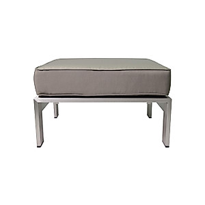 Christopher Knight Home Aya Coral Cushioned Aluminum Ottoman, Silver and Khaki