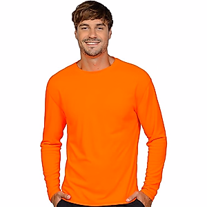 INGEAR Rash Guard Long Sleeve Swim Shirt for Men UPF 50+ Sun Protection, Quick Dry, Moisture Wicking, Light Weight, Long Sleeves Shirt for Outdoor Sports (Neon Orange, 3X)