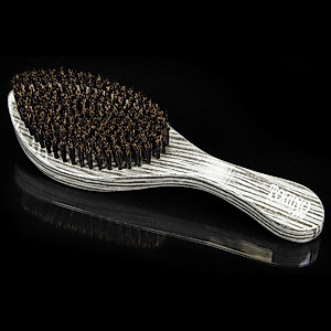 Torino Pro Wave Brushes By Brush King #520 - Medium Curve Wave Brush - Grey - Made with 100% Boar Bristles - True Texture Medium - All Purpose 360 Waves Brush for Men