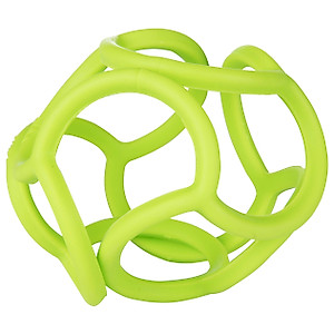 Ogobolli Teething Ring Tactile Sensory Ball Toy for Babies & Kids, 3-Pack - Green, Red, Blue - Stretchy, Soft Non-Toxic Silicone - Ages 3 Months and up