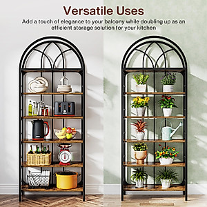 Tribesigns Bookshelf, 6-Tier Tall Arched Bookshelves, 78.7" Industrial Metal Open Bookcase and Bookshelves, Free Standing Storage Shelving Unit for Home Office, Living Room and Bedroom