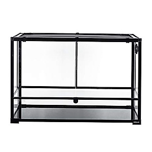 REPTI ZOO 67 Gallon Reptile Terrarium Reptile Large Glass Tank 2 in 1 Side TOP Screens Crested Gecko Tank Double Hinge Door Tortoise Tank Reptile Terrarium Lizard Tank Tree Frog Terrarium