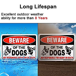 Beware of Dog Sign, 2 Pack 10"x 7" Rust Free .40 Aluminum, UV Printed- Professional Graphics- Easy to Mount- Indoor Or Outdoor Use- Beware of Dog Warning Signs for Home and Business
