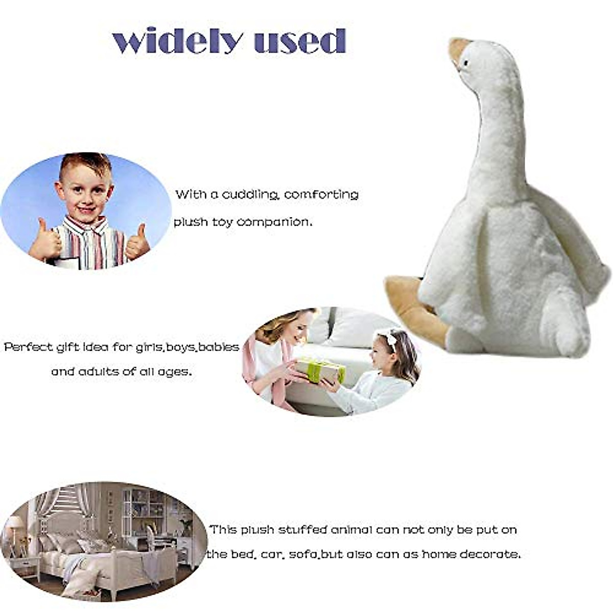 CHELEI2019 15.7" Swan Stuffed Animal,Goose Plush White Stuffed Animal Toy Gifts for Kids