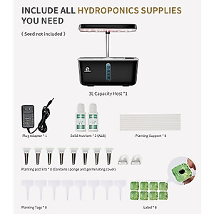 Hydroponics Growing System, 8 Pods Desktop Hydroponic Garden with Custom Spectrum LED Grow Light for Indoor Plants, Ultra-quiet Automatic Cycle Planting Herb Garden Kit with Water Pump for Home Office