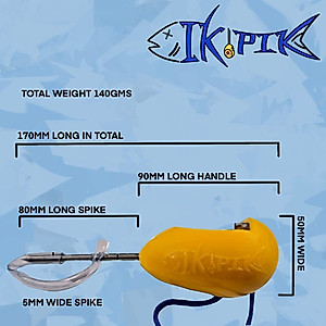 IKIPIK Ice Pick Stainless Steel Spike with Protective BPA-Free Cover. Spike Plastic Grip & Bottle Opener. (Canary)