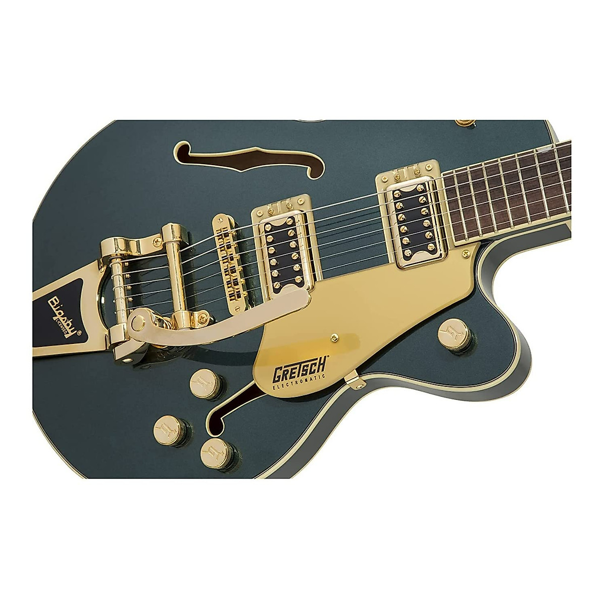 Gretsch G5655TG Electromatic Center Block Jr. Single-Cut Electric Guitar with Laurel Fingerboard, 22 Medium Jumbo Frets, Bigsby and Gold Hardware (Cadillac Green)