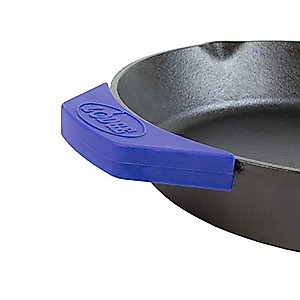 Lodge Cast Iron Serving Pot Cast Iron Double Dutch Oven, 5-Quart & ASAHH31 Silicone Assist Handle Holder, Blue, 5.5" x 2", Pack of 1