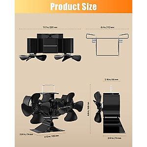 Wood Stove Fan for Buddy Heater, 8 Blades Heat Powered Fan,Dual Motor Heater Fan with Bracket Compatible for Propane Heater, Thermal Eco Fan for Gas Wood Burner Stove Tent Camping Accessories