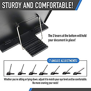 Desktop Document Book Holder with 7 Adjustable Positions for Easy Viewing Typing Reading Speech, Copy Paper Holders with Clip and Line Guide, Hold Letter Legal A4 Documents Music Up to 150 Sheets
