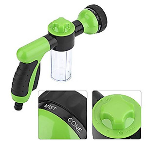 Garden Hose Nozzle, High Pressure Spray Car Washer Foam Water Gun Cleaning Tool Washer 6m Heavy Duty 8 Adjustable Watering Patterns(Green)
