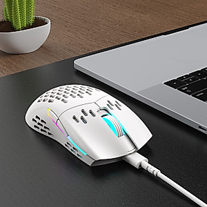 Keychron M1 Wired Gaming Mouse PMW3389 Sensor 16,000 DPI, 68g Ultra-Lightweight, On-Board Memory, RGB Backlit, PC/Mac (White)