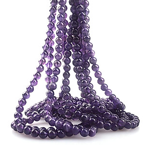 ICAI Beads 4mm Natural Amethyst Stone Round Loose Stone Beads for Jewelry Making DIY Crafts Design 1 Strand 15" APPR.98-100pcs