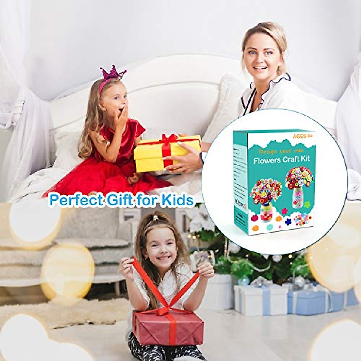 HULASO Crafts for Girls Ages 4-12 Gift Make Your Own Flower Bouquet with Buttons Felt Flowers, Vase Art and Craft for Children - DIY Activity for Boys & Girls Age 6 7 8 9 10 11 12 Year Old