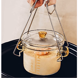 0.45L/15.8oz Mini Glass Saucepan with Cover, Saucepans Glass Pot Casserole, Heat-resistant Glass Cooking Pot Covered Saucepan with Lid Cookware Stockpots for Cooking, Baking, Serving,