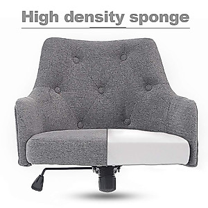 Lansen Furniture Home Office Chenille, Height-Adjustable Desk Accent Arm Chair with Chrome-Finished Stainless-Steel Base (Grey)