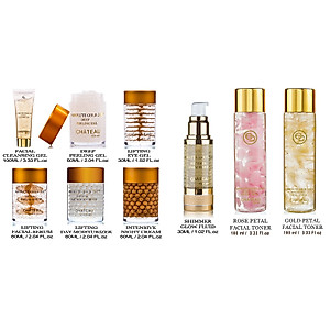 Absolute Gold 24K Gold Petal Facial Toner - 24K Shimmer Glow Fluid (Pack 2). 24 Karat Gold/Collagen/HYALURONIC Acid. for All Skin Types.